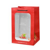 China Custom Order Accepted Eco Friendly Paper Christmas Present Bag with Clear PVC Window for sale