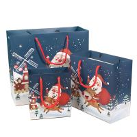 China Durable Christmas Paper Gift Bags Offset Printing Cardboard Packaging Bags for sale