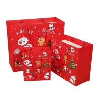 China Durable Christmas Paper Gift Bags Offset Printing Cardboard Packaging Bags for sale