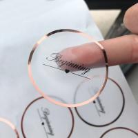 China Transparent Carton Sticker Clear Gold Foil Stickers Self Adhesive CMYK PVC Material for sale