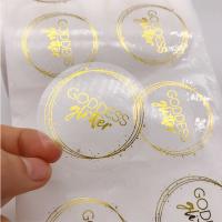 China Transparent Carton Sticker Clear Gold Foil Stickers Self Adhesive CMYK PVC Material for sale