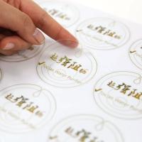 China Transparent Carton Sticker Clear Gold Foil Stickers Self Adhesive CMYK PVC Material for sale