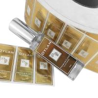 China Embossed Texture Adhesive Sticker Label For Cosmetic And Perfume Packaging Solution for sale