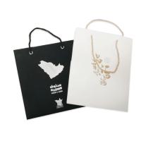 China Promotion 350g White Card Paper Bag With Handle Black Handbag Custom Logo Printing for sale