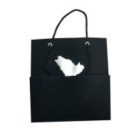 China Promotion 350g White Card Paper Bag With Handle Black Handbag Custom Logo Printing for sale