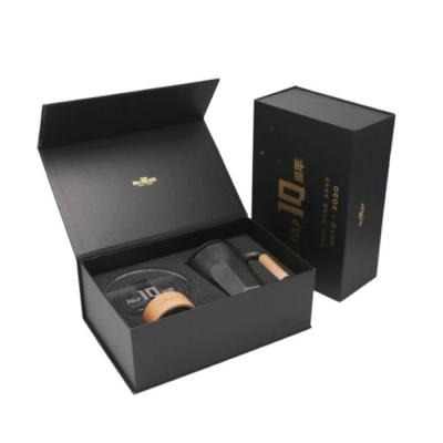 China Custom Magnetic Customized Black Luxury Rigid Cardboard Gift Box with Foam Packaging for sale