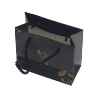 China Black Jewellery Paper Bag Retail Paper Shopping Bags With Handles for sale