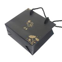 China Black Jewellery Paper Bag Retail Paper Shopping Bags With Handles for sale