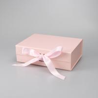 China Gold Foil Folding Paper Box Cardboard Magnetic Gift Box With Ribbon for sale