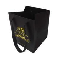 China Matt Black Kraft Paper Gift Bags Clothing Packaging Bags With Handles And String for sale
