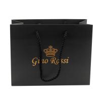 China Black Paper Gift Bags With Handle Luxury Custom Clothing Packaging Bags for sale