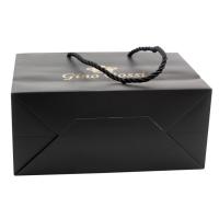China Black Paper Gift Bags With Handle Luxury Custom Clothing Packaging Bags for sale