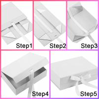 China Cardboard Folding Paper Box With Bow Ribbon Magnetic Closure Luxury Mailer Boxes for sale