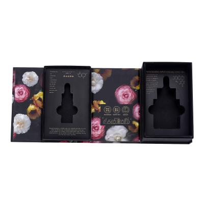China Custom Skincare Box Luxury Black Rigid Cardboard Packaging with Magnetic Lid Eco-Friendly for sale