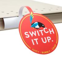 China CMYK Plastic Retail Shelf Wobblers Advertising Shelf Display Wobbler PVC Swing Strip for sale