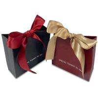 China Luxury Custom Die-Cut Thank You Gift Paperboard Bags With Lamination Ribbon Accessory And Certificate For Small Businesses for sale