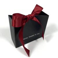 China Luxury Custom Die-Cut Thank You Gift Paperboard Bags With Lamination Ribbon Accessory And Certificate For Small Businesses for sale