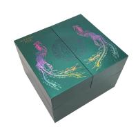 China Custom Printed Green Festival Box Luxury Cosmetic Folding Cardboard Rigid Hard Magnetic Gift Box for sale