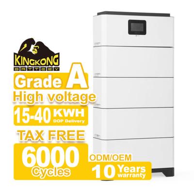 China Hybrid Grid Connection LFP Modular Stacked High Voltage Battery 15-40KWH with 6000 Cycle Life and IP55 Rating for sale