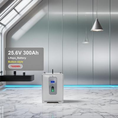 China 7680Wh LiFePO4 Battery 25.6V 300Ah Solar System 8000 Cycles BMS Protection Home Energy Storage for sale