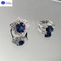 China Custom Synthetic Colored Sapphire Gemstone Ring Royal Blue Handcrafted Jewelry for sale