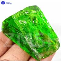 China Laboratory Grown YAG Colored Gemstone Crystals Rough Uncut Apple Green for sale