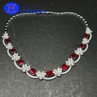 China Custom Gemstone Jewelry Lab-Grown Pigeon Blood Red Sapphire Necklace for sale