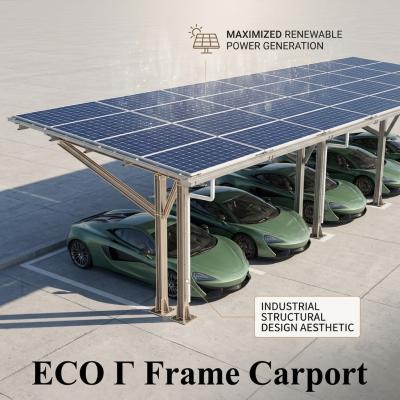 China Waterproof ECO Gamma Frame Carport Integrated Gutter Solar Parking Shelter All-Weather Vehicle Protection for sale