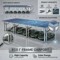 China Waterproof ECO Gamma Frame Carport Integrated Gutter Solar Parking Shelter All-Weather Vehicle Protection for sale