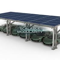 China Waterproof ECO Gamma Frame Carport Integrated Gutter Solar Parking Shelter All-Weather Vehicle Protection for sale