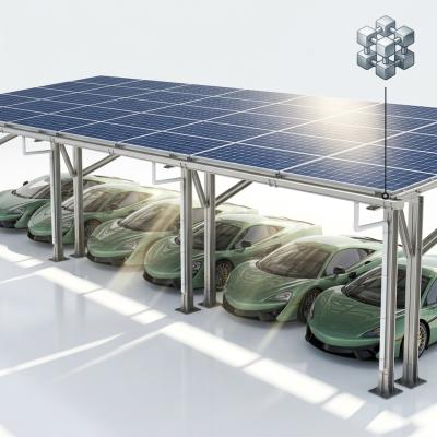 China Typhoon-Resistant ECO Gamma Frame Carport Category 5 Hurricane Rated Solar Parking Canopy 70m/s Wind Speed Q345B for sale