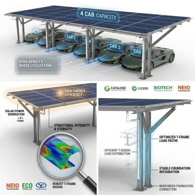 China Budget-Efficient ECO Gamma Frame Carport Economy Solar Parking Canopy Standardized 5m Span Cost-Effective PV Shelter for sale