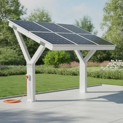 China ECO Y Frame Pre-Assembled Solar Carport Kit 4-Panel Plug-and-Play Aluminum PV Parking Canopy Structure for sale