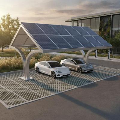 China ECO Y Frame Ground Screw Foundation Solar Carport System 15-Panel No-Concrete Aluminum PV Parking Canopy for sale