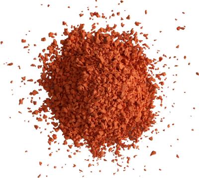 China EPDM Rubber Granules for Running Tracks 3-5mm Size with 60 Shore A Hardness - Orange Color Non-Toxic Sports Surface Material for sale