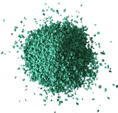 China Green EPDM Rubber Crumb Granules 3-5mm for UV Resistant Jogging Tracks with 60 Shore A Hardness for sale