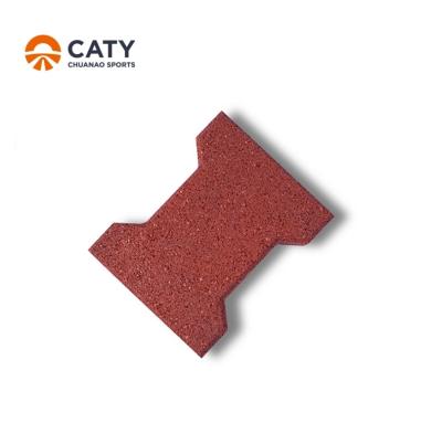 China CATY SPORTS Dog Bone Rubber Pavers 200×160mm Anti-Slip Recycled Rubber Tiles 20-40mm Thickness for sale