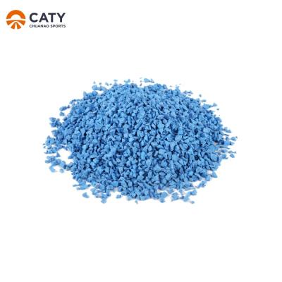 China Blue EPDM Rubber Granules 0.5-5mm Size Range with 10-30% Polymer Content for Playgrounds and Sports Surfaces for sale