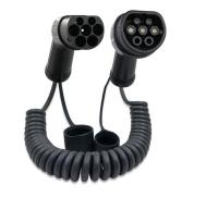 China Type 2 Charging Cable 22kW 3 Phase Spiral EV Charging Cord 4kg for sale