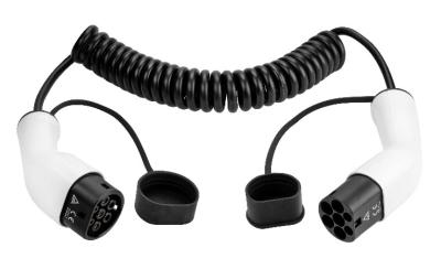 China Spiral 22kw Type 2 To Type 2 EV Cable Standard Grounding 4kg for sale