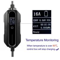 China LED Screen Schuko Type 1 Portable EV Charger J1772 16A for sale