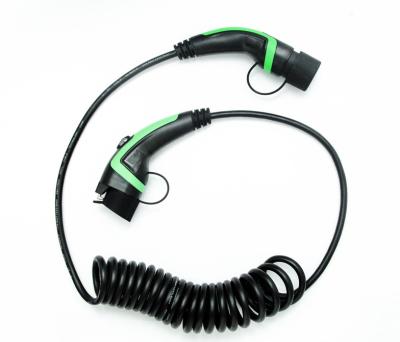 China TPU Coiled EV Type 1 Type 2 Charging Cable 2000V Isolated Ground for sale