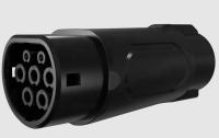 China IEC62196 10-32A 250V Type 1 AC Male To Type 2 AC Female EV Adapter Black for sale