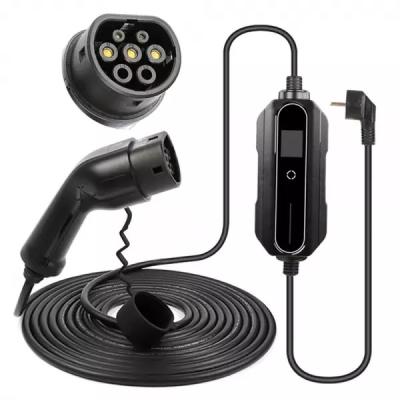 China EU Plug EV Car Charger Type 2 6A-16A Portable EVSE Charging Cable 10 Meters for sale