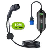 China 110-240V AC Portable EV Charger Type 2 To CEE Blue Plug 6A To 16A Variable for sale