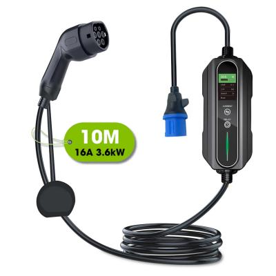 China 110-240V AC Portable EV Charger Type 2 To CEE Blue Plug 6A To 16A Variable for sale