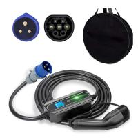 China Type 2 To CEE Blue Plug Portable EV Charger With 8 Hour Time Delay 6A To 32A 7.4kW for sale