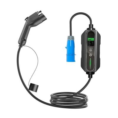 China Type 1 Portable EV Charger To Blue CEE Plug 8A To16A Variable 3.6kW 5 Metre for sale