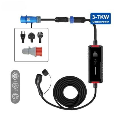 China Portable EV Charger 20C- 50C Temperature Range Overvoltage/ Overcurrent/ Short Circuit/ Reverse Polarity Protection for sale