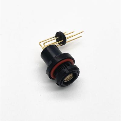 China 5pin Fischer Rear Mounted Right Angle Connector With PCB Contacts for sale